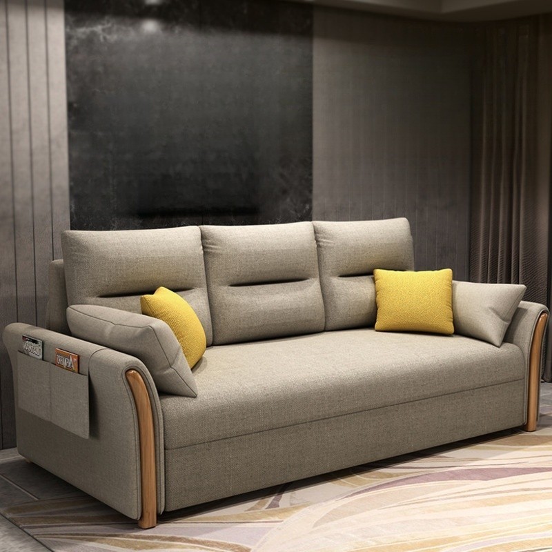 Solid Wood Pull-out Bed Retractable Folding Sofa Bed Balcony Living ...