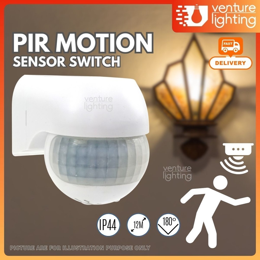 POTRIC Wall-Mounted Infrared Motion Sensor PIR Sensor Adjustable LED ...