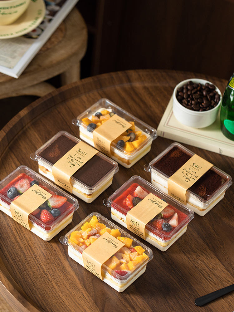 Tiramisu Box Transparent With Lid Soybean Cream Fruit Butter Cake ...