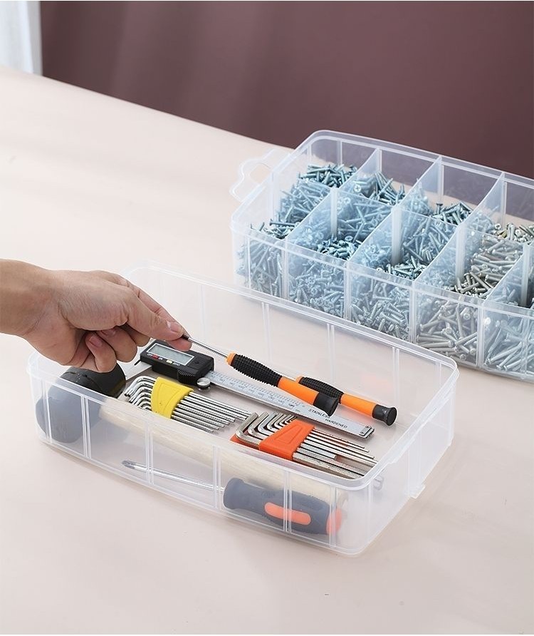 Multi-Grid Spare Parts Box Transparent Electronic Components Storage ...