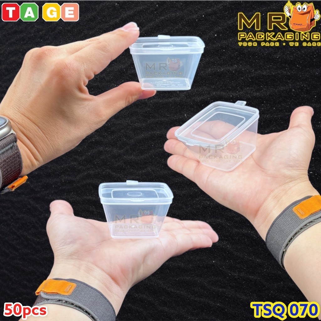 TSQ070 70ml 3oz Square Sauce Container Hinged Lid ( 50pcs± ) 70 ml ...