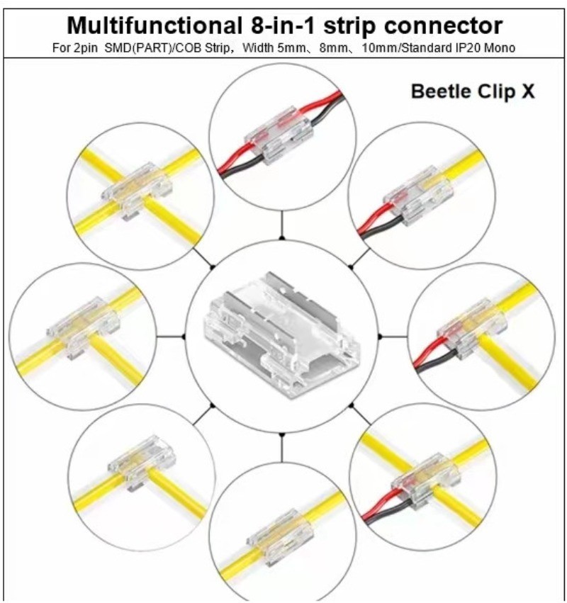 10Pcs COB Connector 5mm/8mm/10mm 2pin/ 3/ 4pin L Shape Single Double ...
