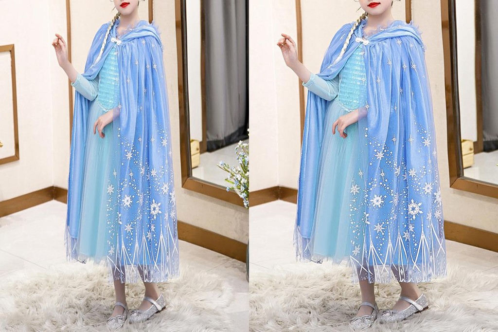 NP Children Fairy Tale Costume Princess Cloak for Girls Blue Princess ...