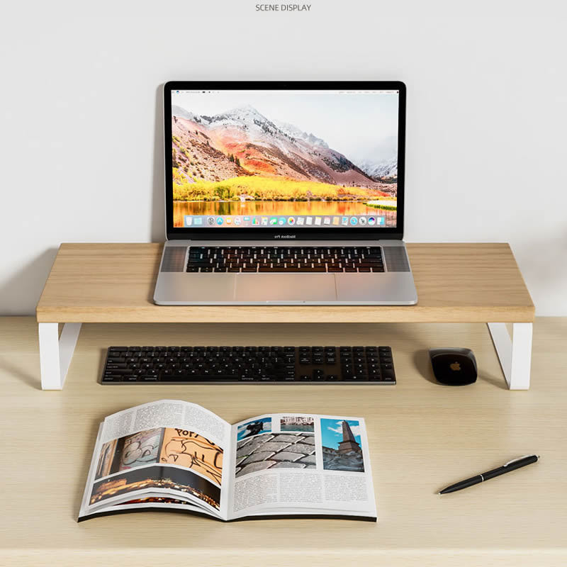Wooden Monitor Stand with Aluminum Legs | Ergonomic Laptop & Monitor ...
