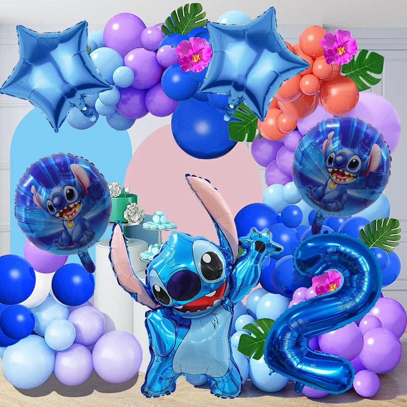 6 Pcs Blue Stitch Foil Balloons Set Digit 1-9 Years Old Balloons ...
