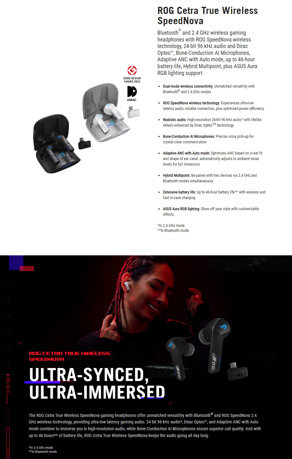 ASUS ROG Cetra True Wireless SpeedNova Gaming Headphones - Bluetooth 5. ...