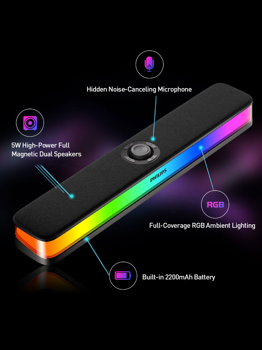 Philips Bluetooth Speaker SPA6109 with Hidden Microphone and RGB ...