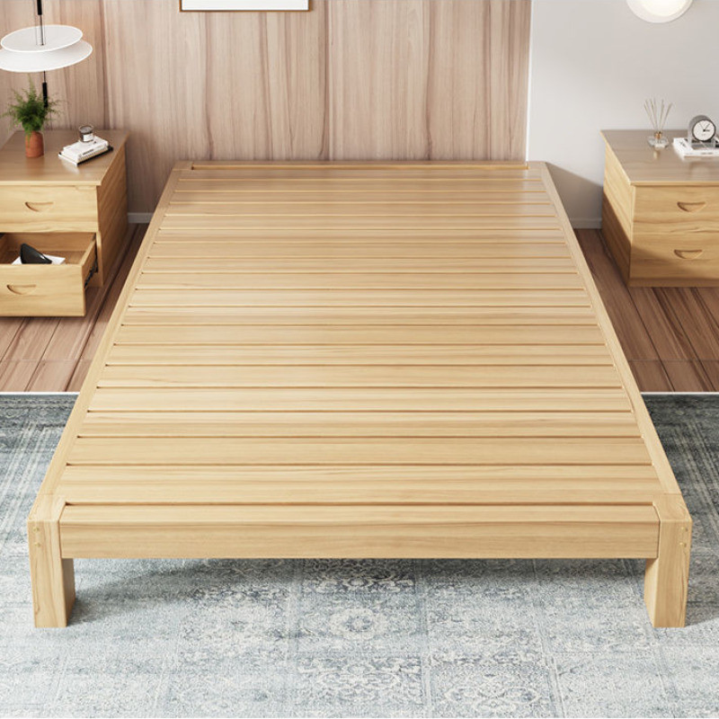 Solid Wood Bed Simple Pine Single Double Bed Rental Bed Solid Wood Bed ...