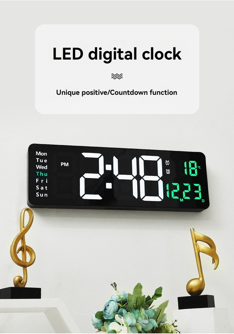 udmall.sg Large Screen Display Clock Nordic Digital Wall Clock Simple ...