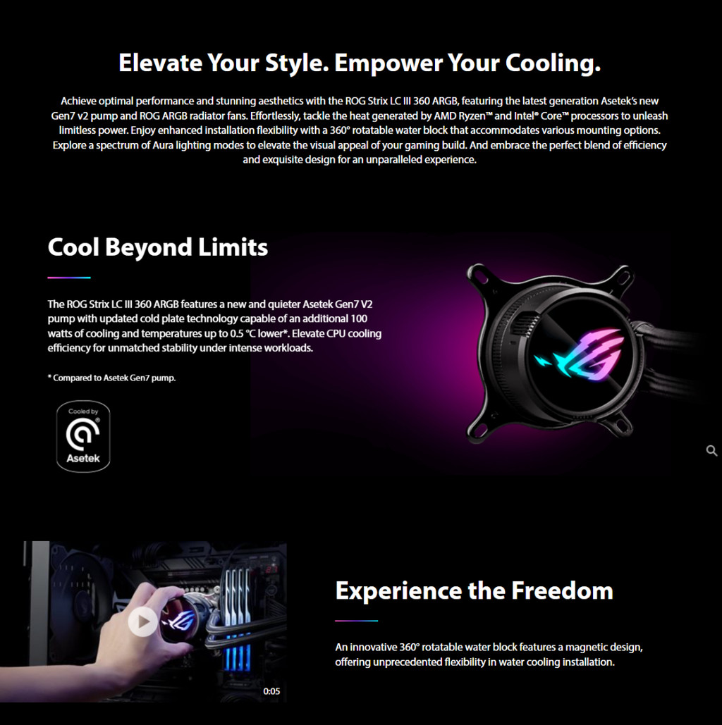 ASUS ROG Strix LC III 360 / 240 ARGB AIO CPU Liquid Cooler - 360 ...