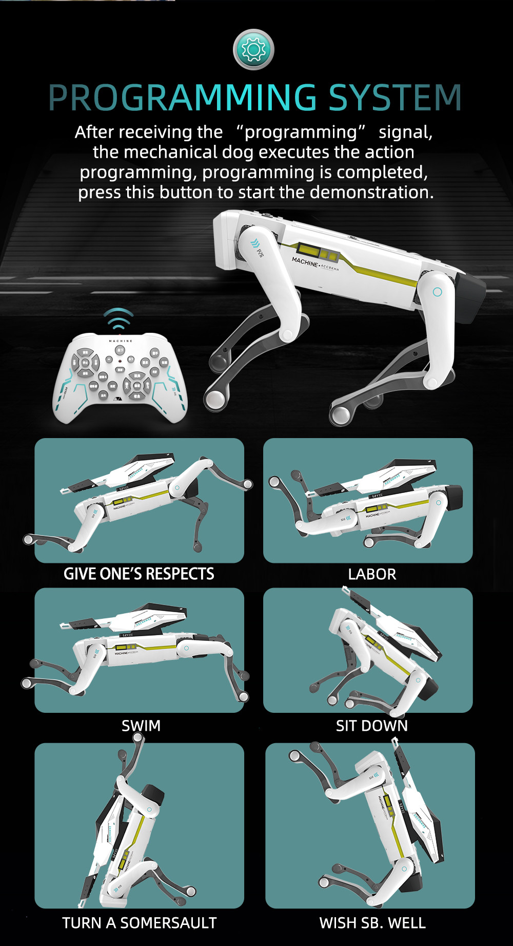 Electric RC Ai Intelligent Robot Dog Multifunction Bluetooth RC ...