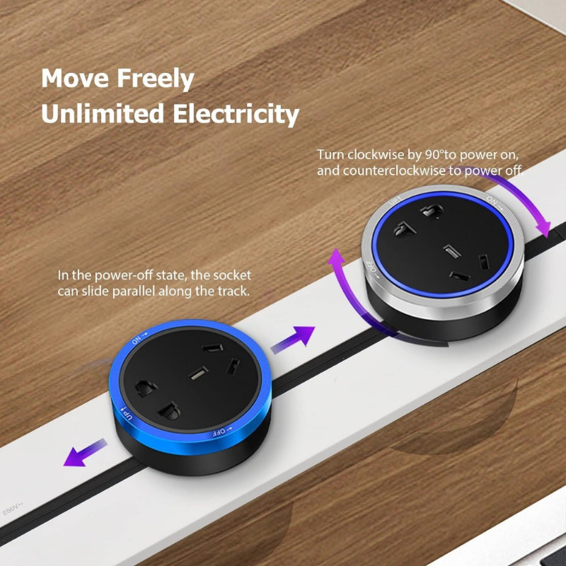 Power Track Socket Wall Mounted Movable Sockets Detachable Waterproof ...