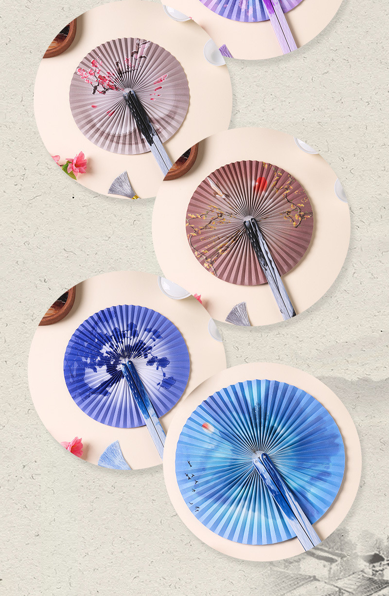 Hanfu-Paper Magnetic Collapsible Round Fan Summer Cool Chinese Foldable ...
