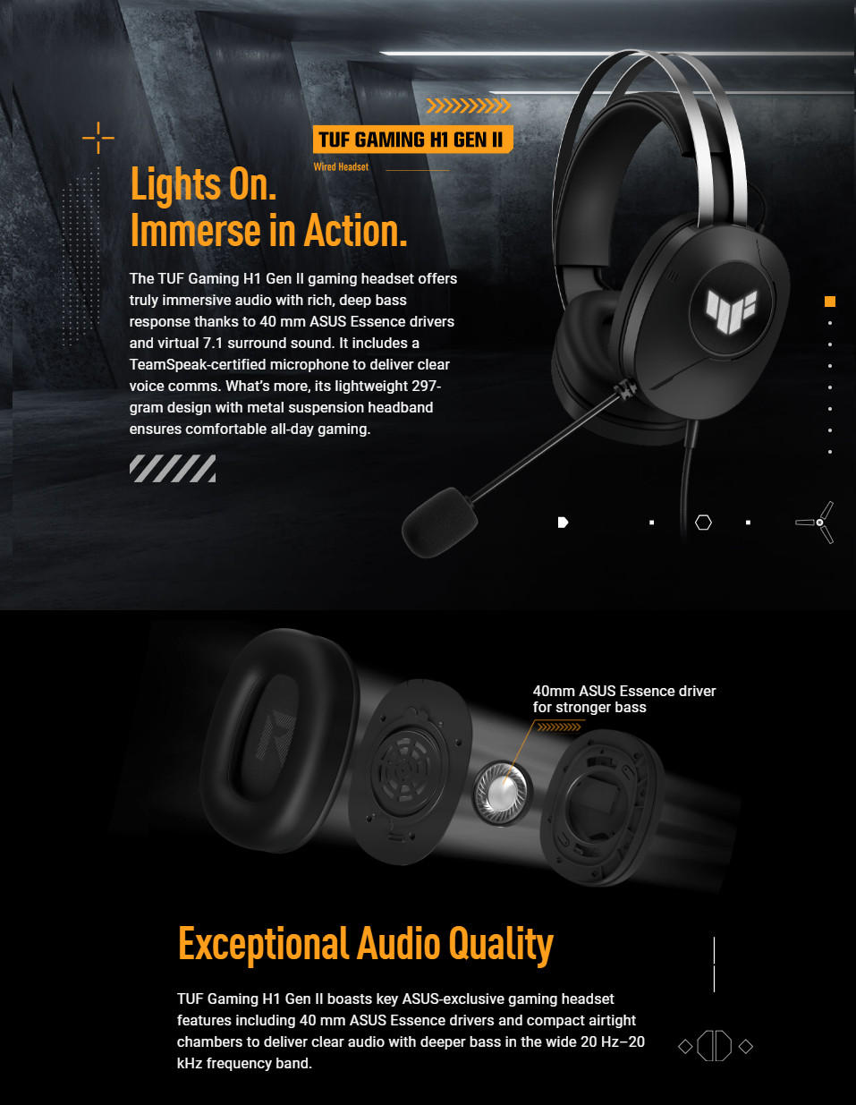ASUS TUF Gaming H1 Gen II Wired Headset - 40mm ASUS Essence drivers ...