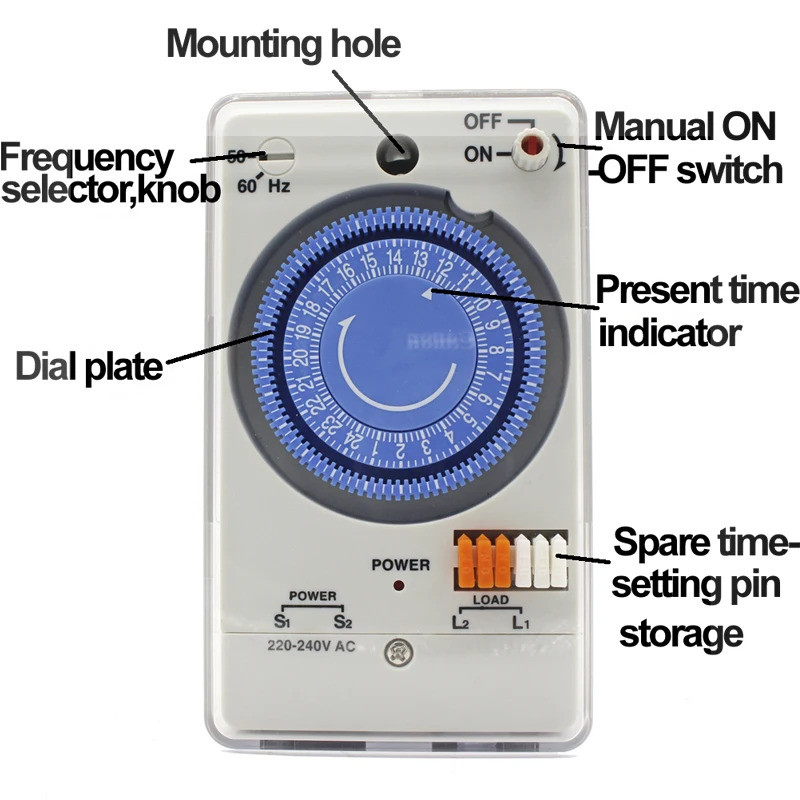 ManHua MT178 220V-240VAC Electrical Mechanical Time Switch Analog Dial ...