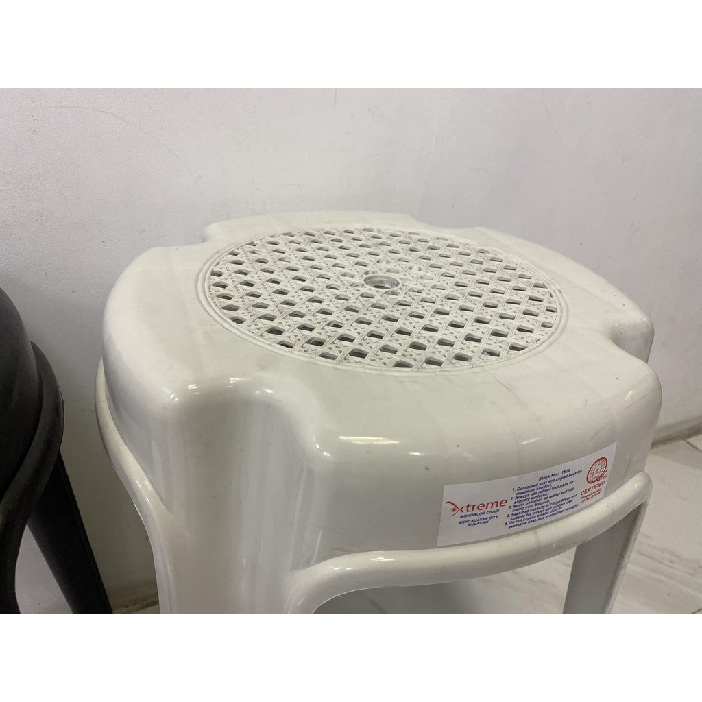 Monoblock Stool Plastic Chair Plain White and Black | Shopee Singapore