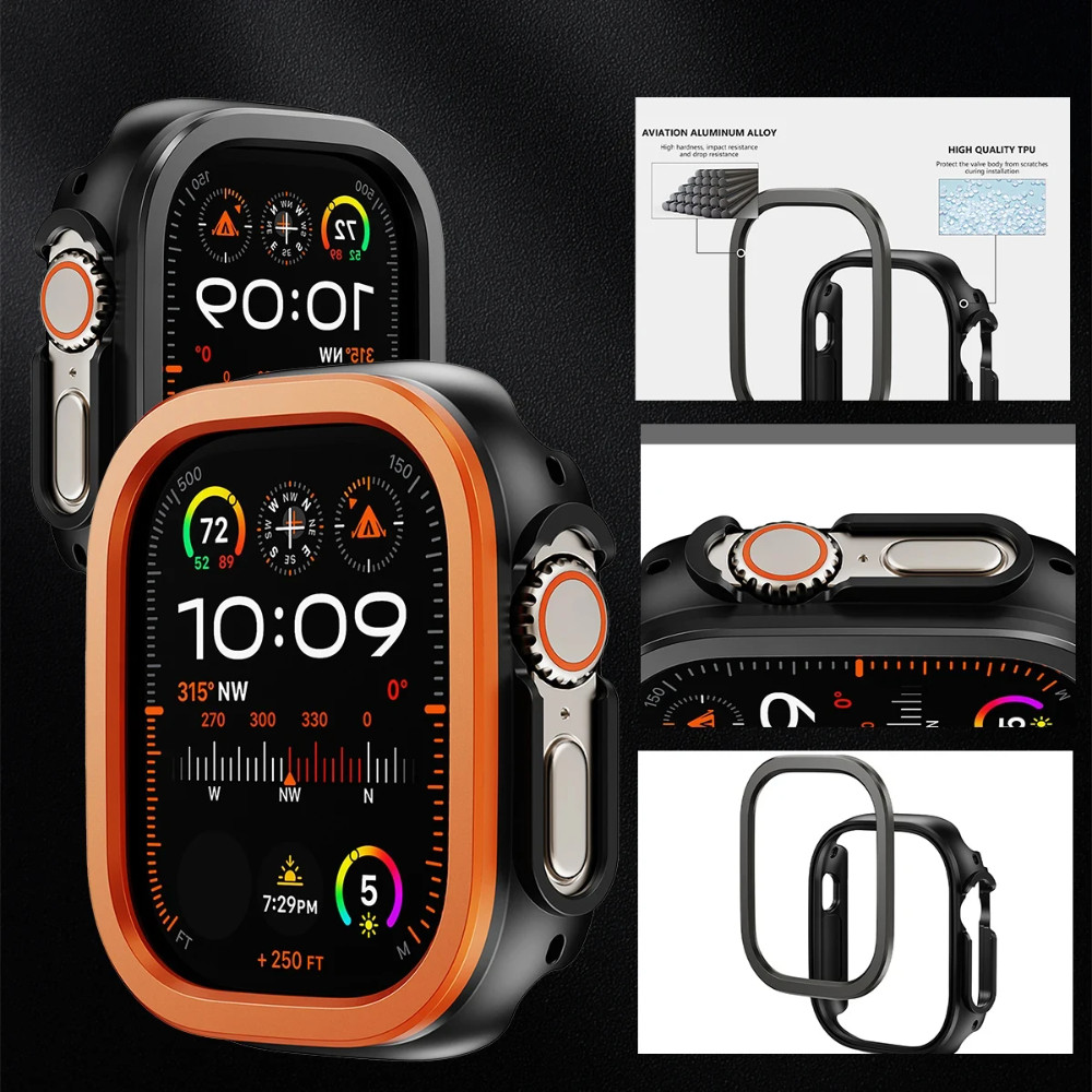 2 in1 Aluminum Alloy Metal+TPU Case For Apple Watch Ultra 49mm 45mm ...