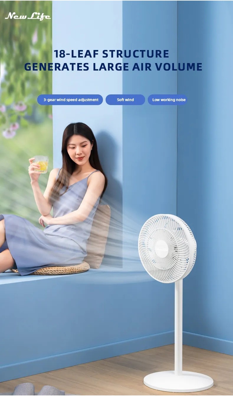 NEWLIFE 18 Rotor Blades For Powerful Airflow standing fan,Three-Speed ...