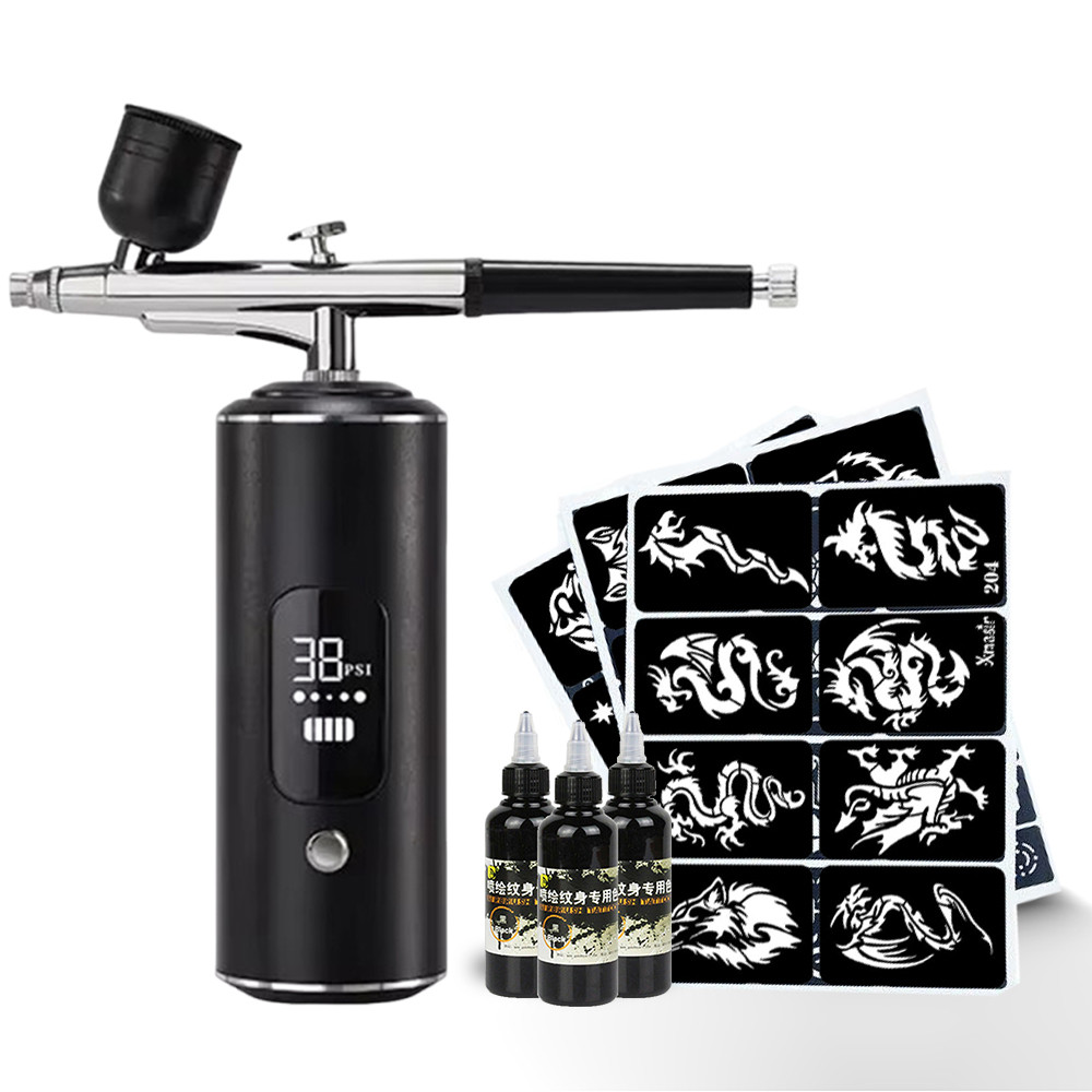 Temporary Tattoo Makeup Body Paint Airbrush Tattoo Kit Spray Machine ...