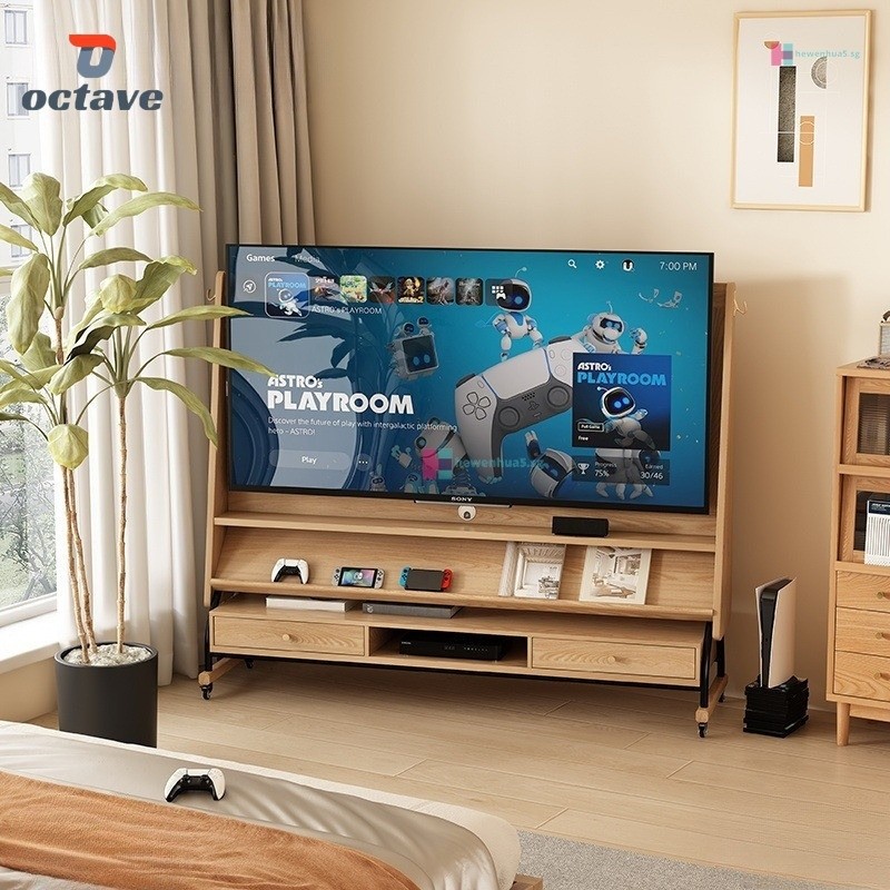 [All Solid ]Wood Movable TV Cabinet Coffee Table Living Room Unit New ...