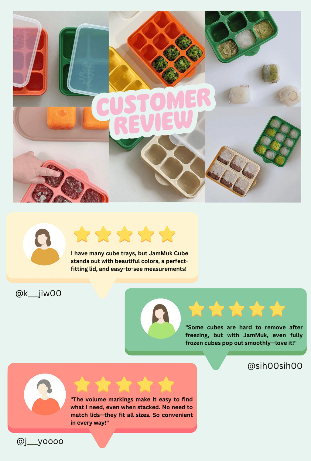 [JAMMUK] Korea Platinum Silicone Food Cube Tray | 60ml & 30ml Slot | 12 ...