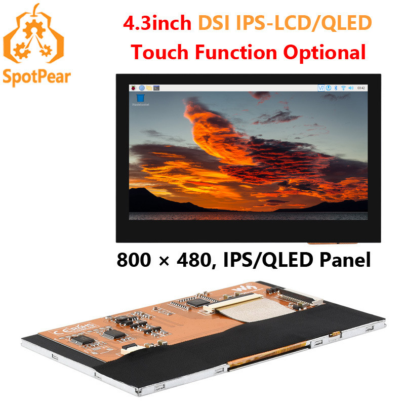 Raspberry Pi 4.3 inch DSI IPS-LCD/QLED Display MIPI 800x480 Optional ...