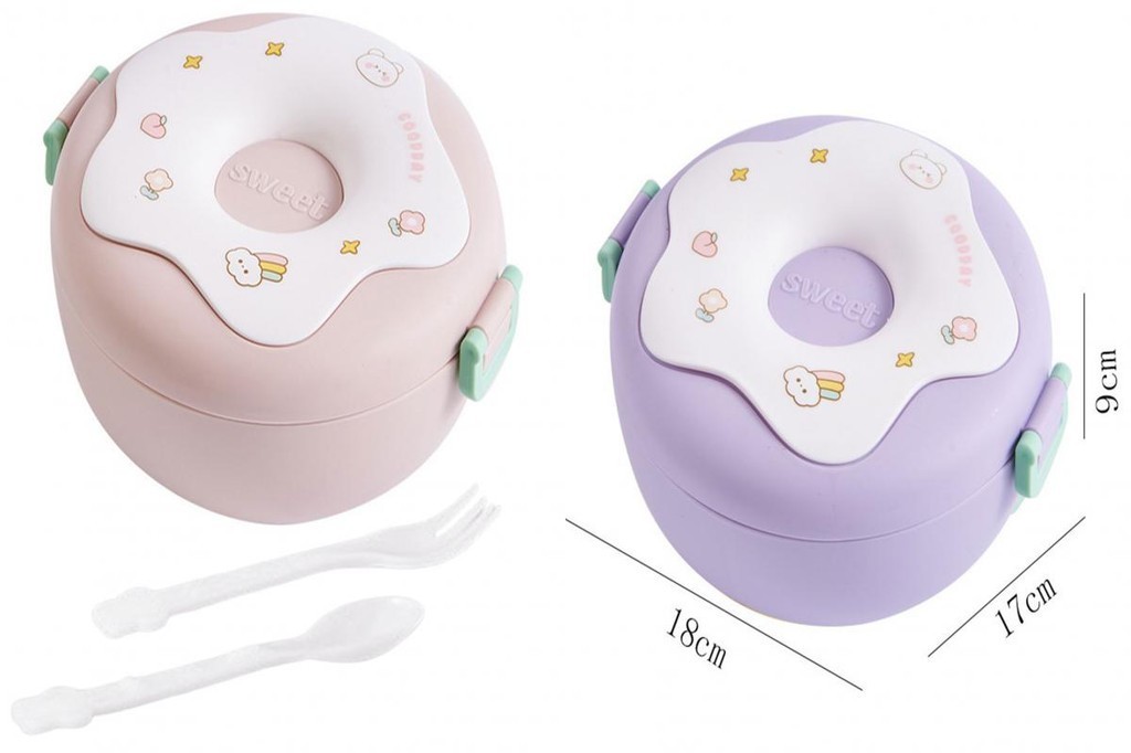 Popubear Cute Cartoon Donut Lunch Box Microwaveable Donut-shaped ...