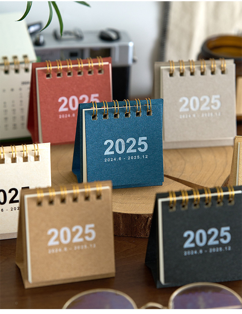 Mini Desk Calendar 2025 Small Desktop Calendar Thick Paper Twin-Wire ...