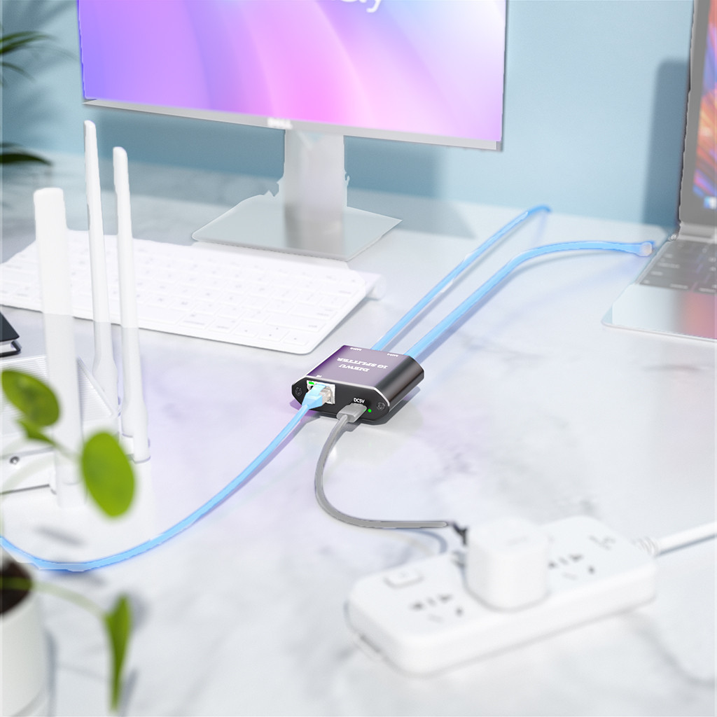 1 to 2 Network Cable Splitter Portable Gigabit Switch 3-Ports 10/100 ...