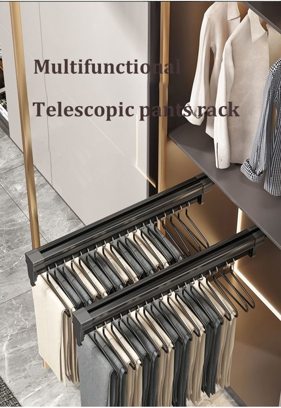 Aluminum Alloy Pants Rack Wardrobe Retractable Slide Rails Household ...