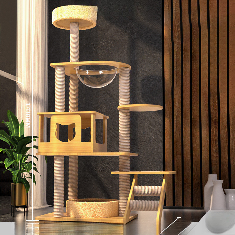 Cat Climbing Frame Cat Nest Cat Tree Solid Wood Space Module Sky Pillar ...