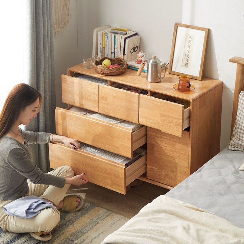 Solid Wood Drawer Cabinet Sideboard Cabinet Nordic Style Bedroom ...