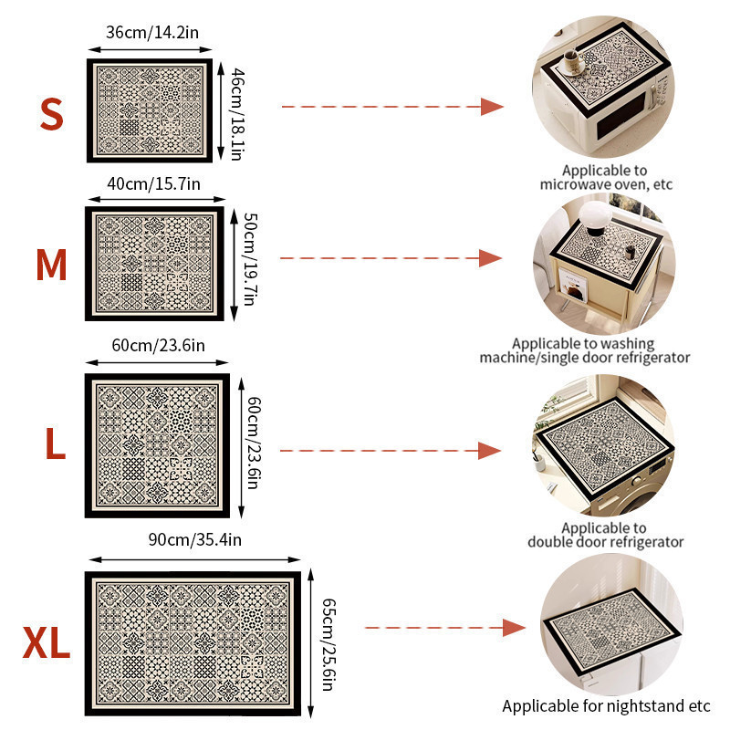 Retro Dust Proof Mat Washing Machine Cover Mat Kitchen Drain Mat Water ...