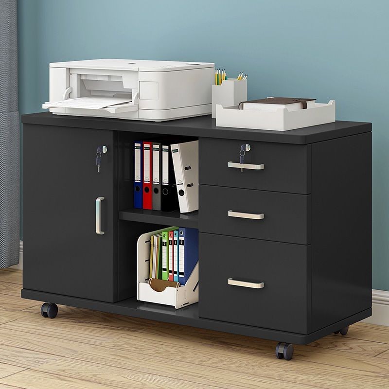 Thickened Wooden Office Cabinet Floor File Cabinet with Lock Three ...