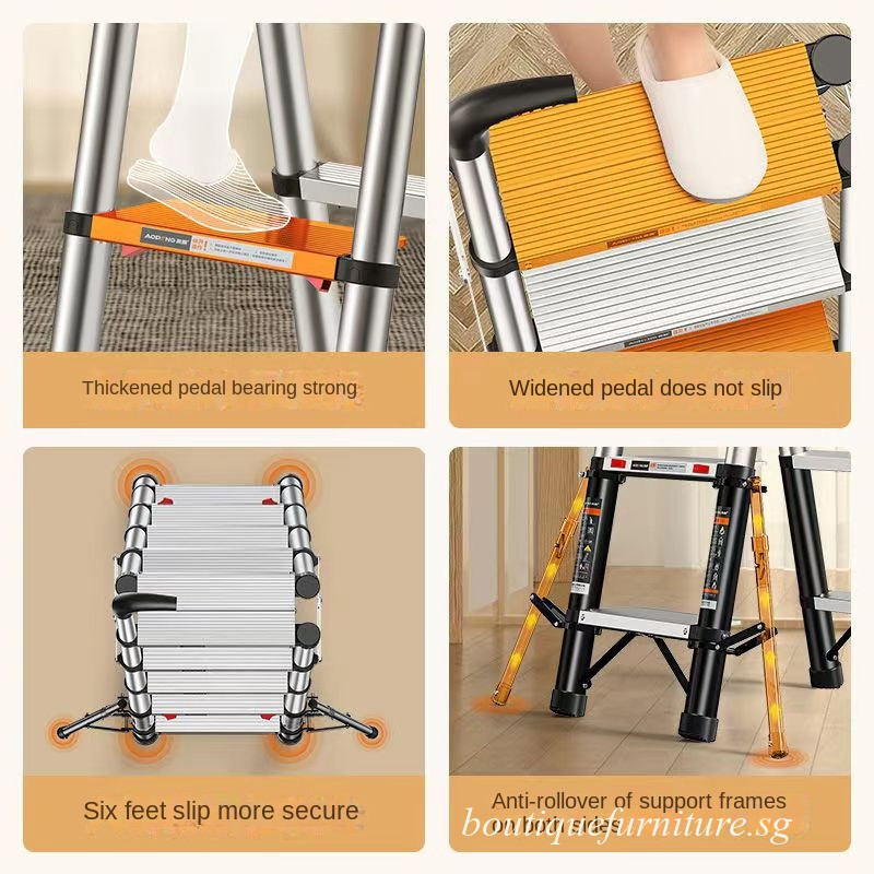 Folding Onekey Telescopic Step Ladder Portable Aluminum Alloy Foldable ...