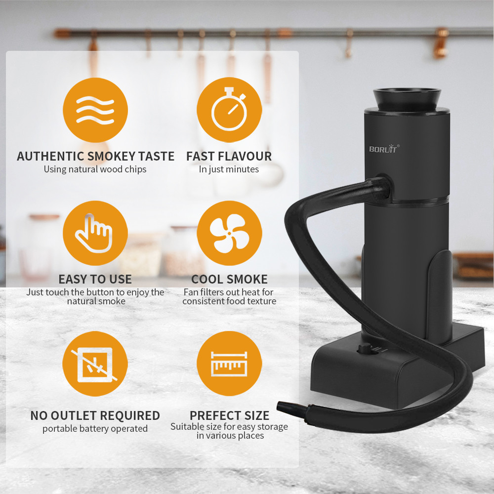 BORUiT Portable Smoking Gun Wood Cocktail Smoker Handheld Food Kitchen ...