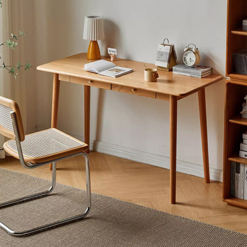Nordic solid wood desk, cherry wood home study desk, simple Japanese ...
