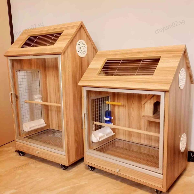 Solid Wood Bird Cage Eco Parrot Cage Breeding Habitat For Cockatiels ...