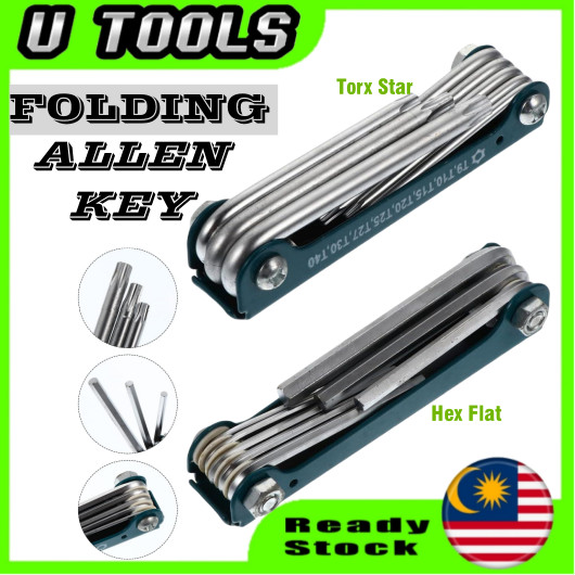 HEX / TORX STAR FOLDING ALLEN KEY Spanner Allen Wrench Set Car Bicycle ...