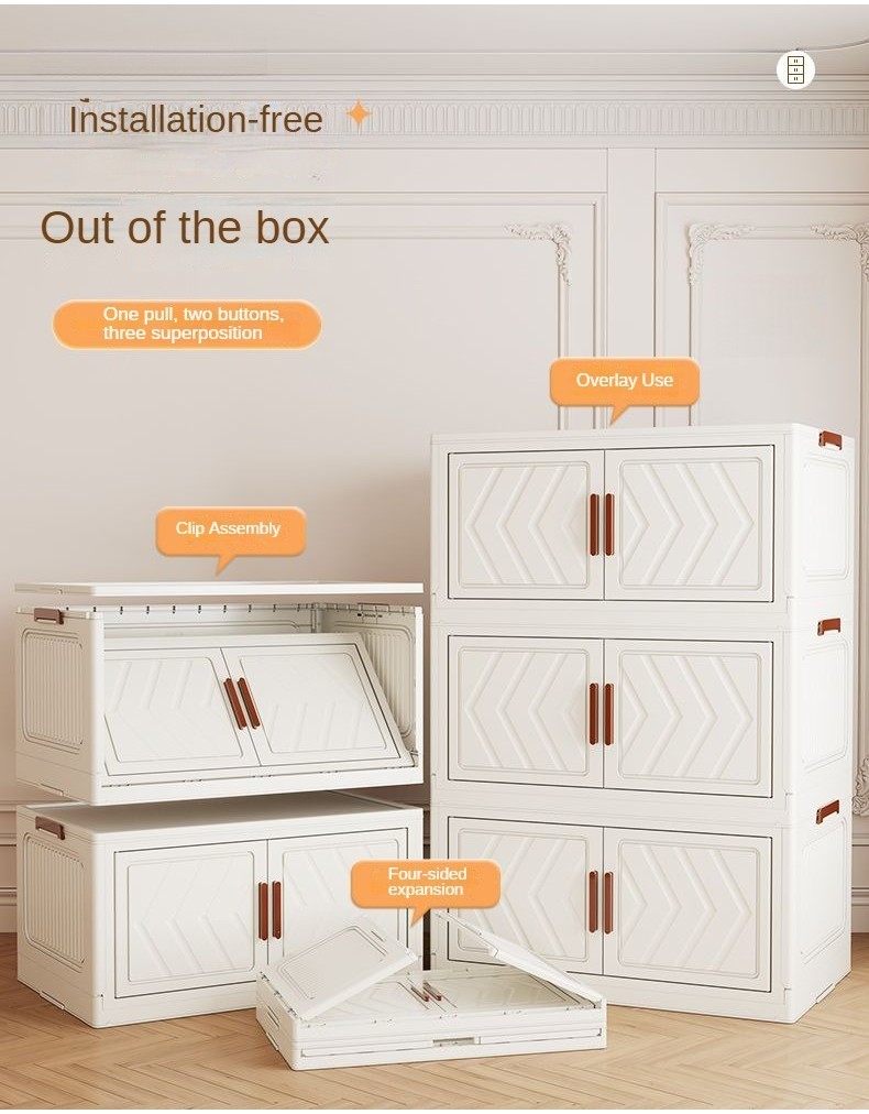 Foldable Storage Cabinet with Wheels 4-Layer Floor Storage Box Snacks ...