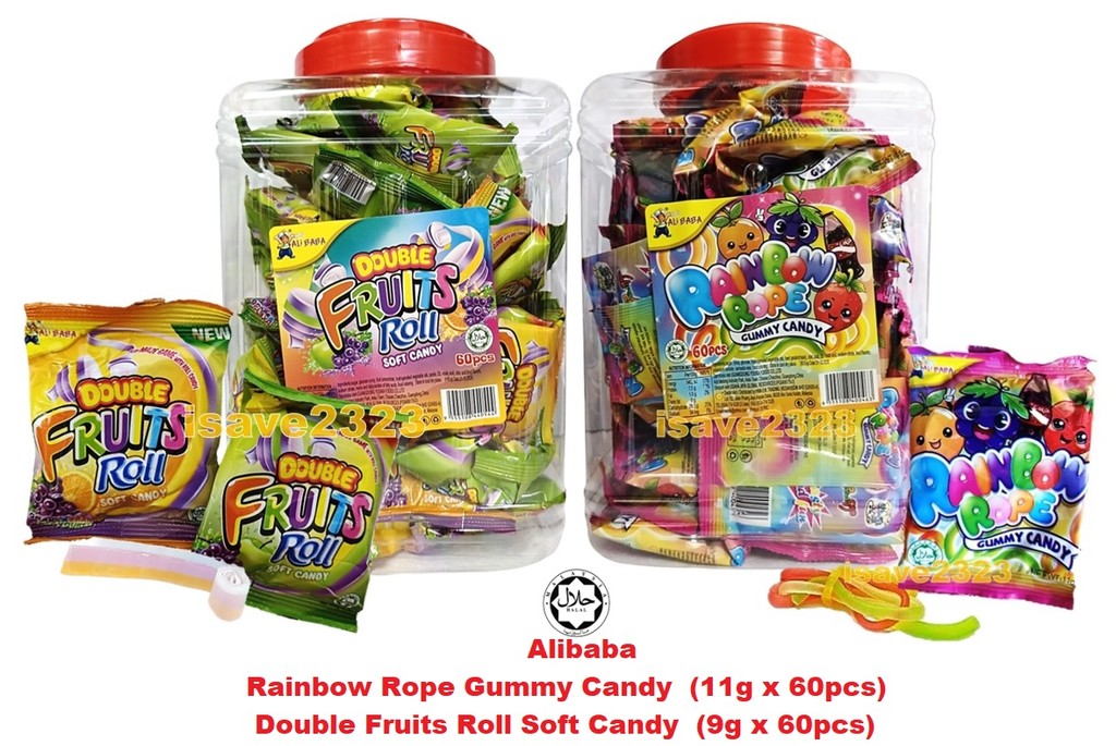 [HALAL] Alibaba Rainbow Rope Gummy Candy (11g x 60 Packs) / Alibaba ...