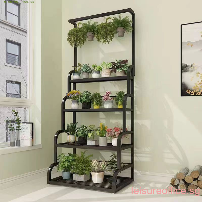 Stainless Steel Flower Rack with Rods Wheels Movable hanging Metal ...