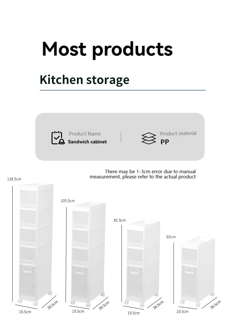 Narrow Gap Storage Cabinet Drawer Type Plastic Bathroom Slim Kitchen ...