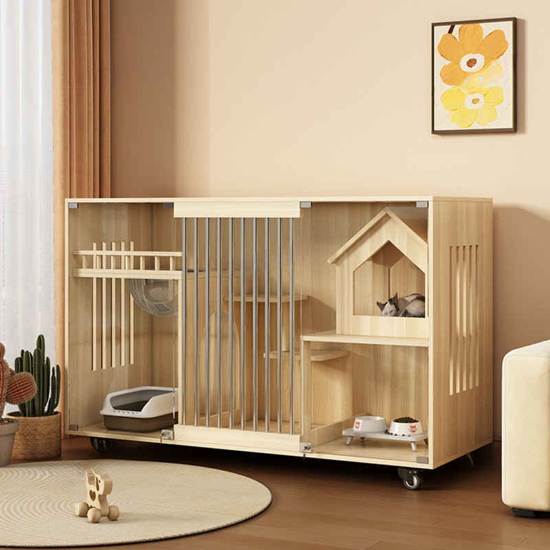 Solid Wood Cat Villa Luxury Acrylic Cat Cabinet Water-proof Indoor Customizable Large Nest With ...