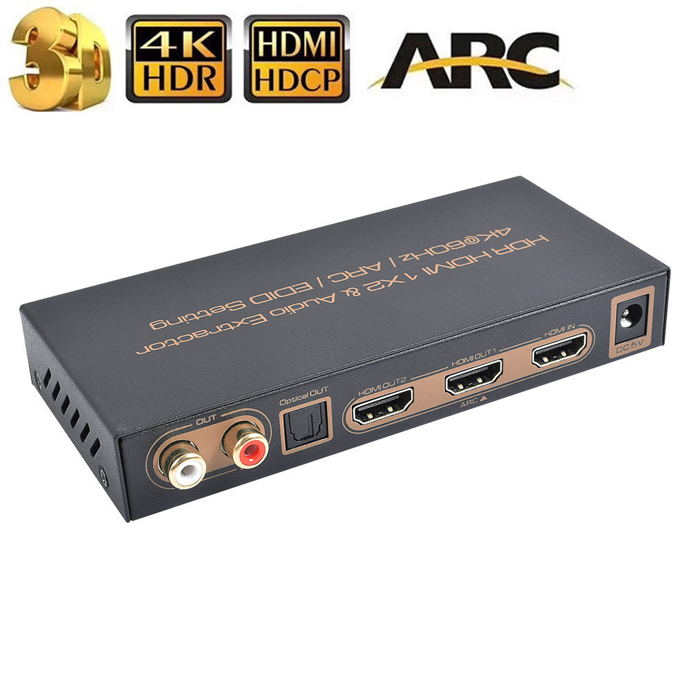 4K 60Hz HDMI Splitter with audio ARC out HDMI 2.0 Splitter 1 in 2 out ...