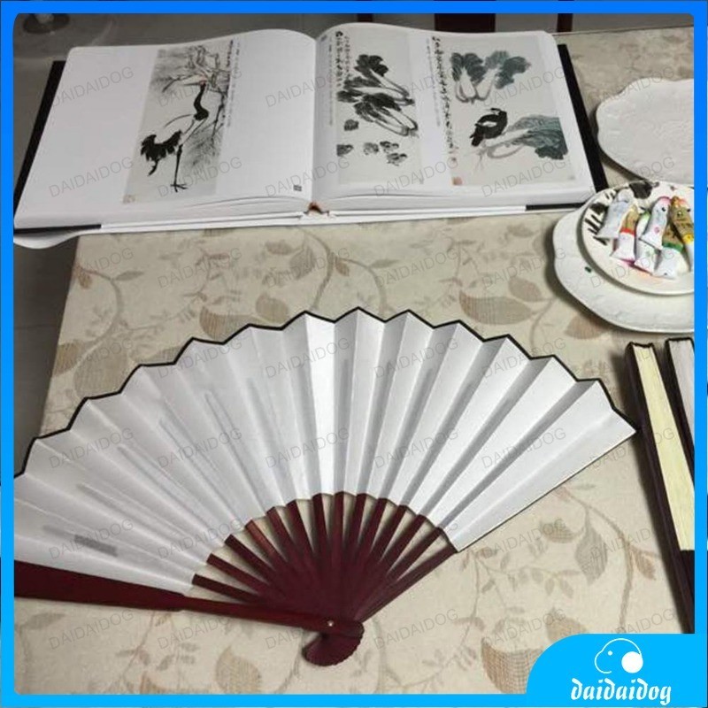 10/13 inch Folding Fan Hand Silk Cloth DIY Folding Fan Wooden Bamboo ...