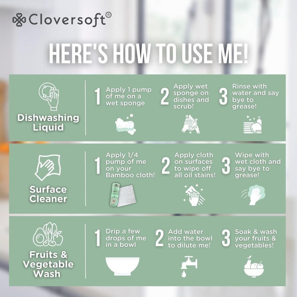 Cloversoft All Purpose 3 In 1 Dishwashing Liquid Fruits and Veg Cleaner ...