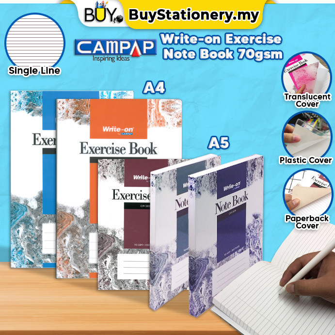 Campap Write On A5 A4 Exercise Book Waterproof Plastic Cover Notebook ...