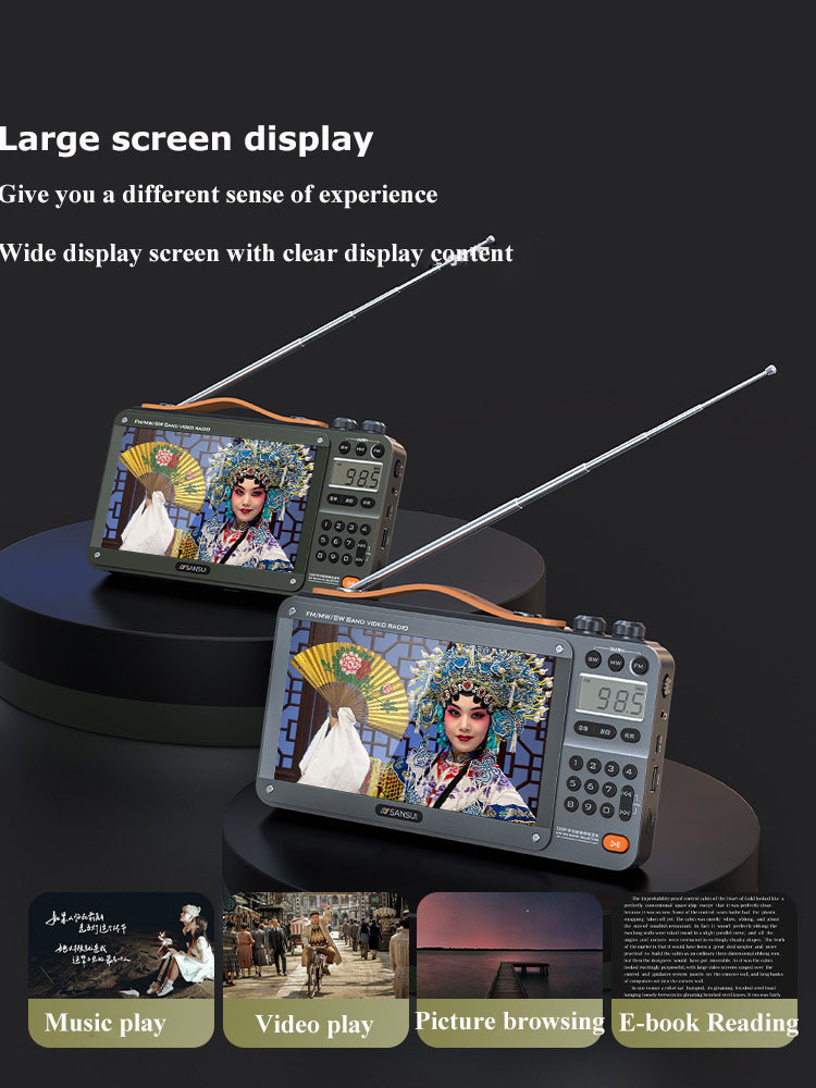 Sansui F51/F50 High-definition Screen Portable Speakers Multifunctional BT Retro Digital FM ...