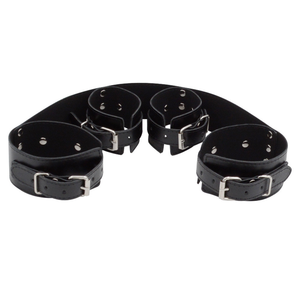 BDSM Bondage Restraints Leather Harness Tie Hands and Feet Handcuffs ...